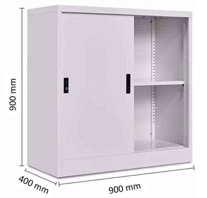 Sliding Door Cabinet (2 Tiers) Made With Steel | MyDesk.sg